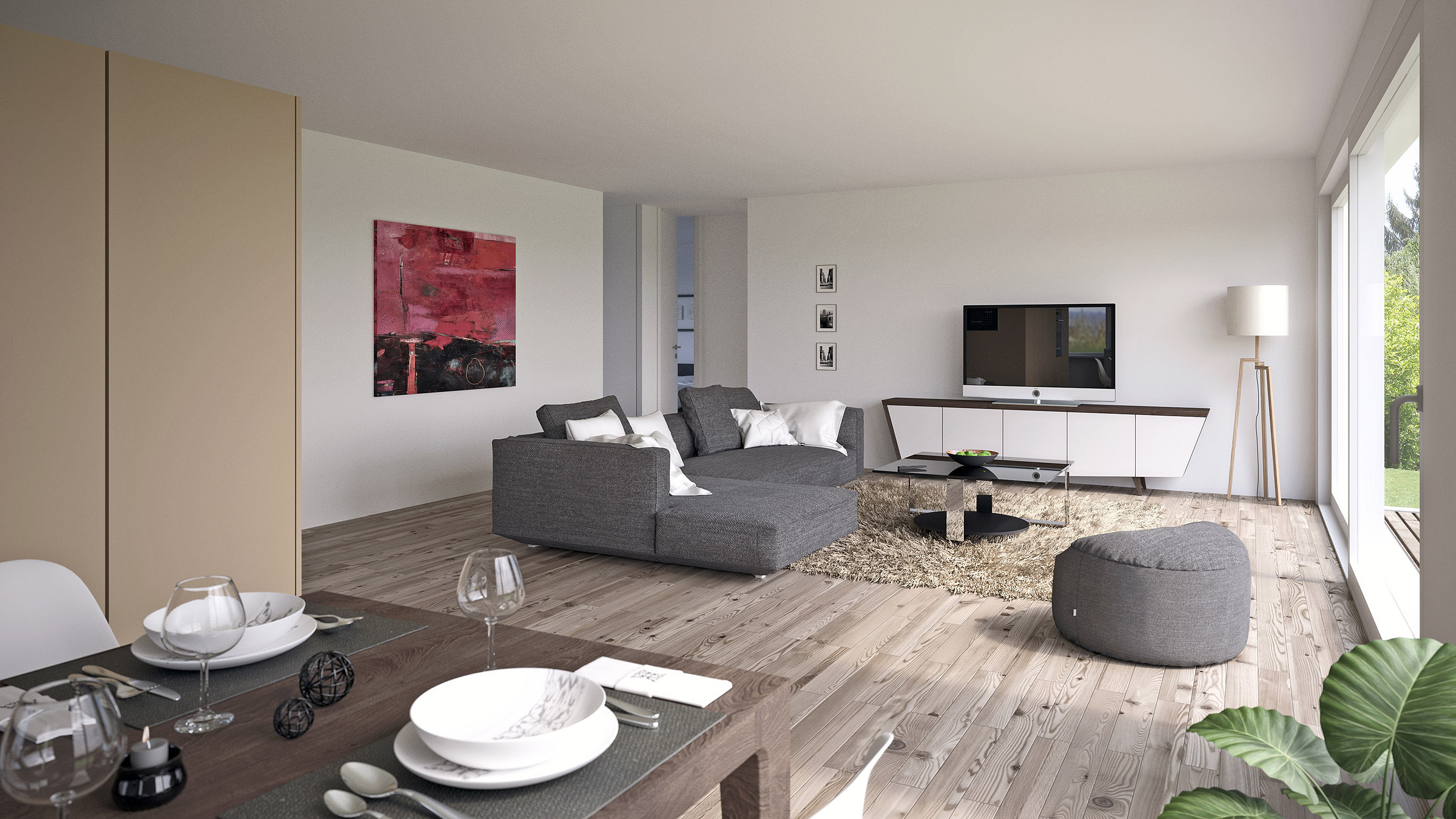 Visualisierung einer modernen Wohnung von Raumdimension